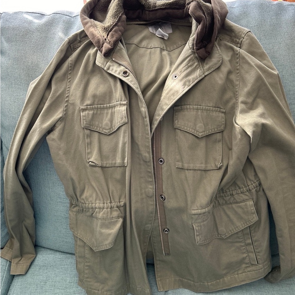 Olive/Army Green Lightweight Jacket W/Hood 100% Cotton - Gem